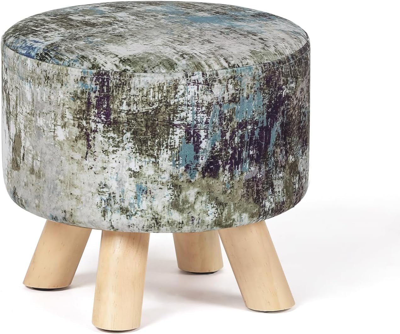 cjjojobiubiu Round Ottoman Stool Velvet Foot Rest Small Footstool with ...