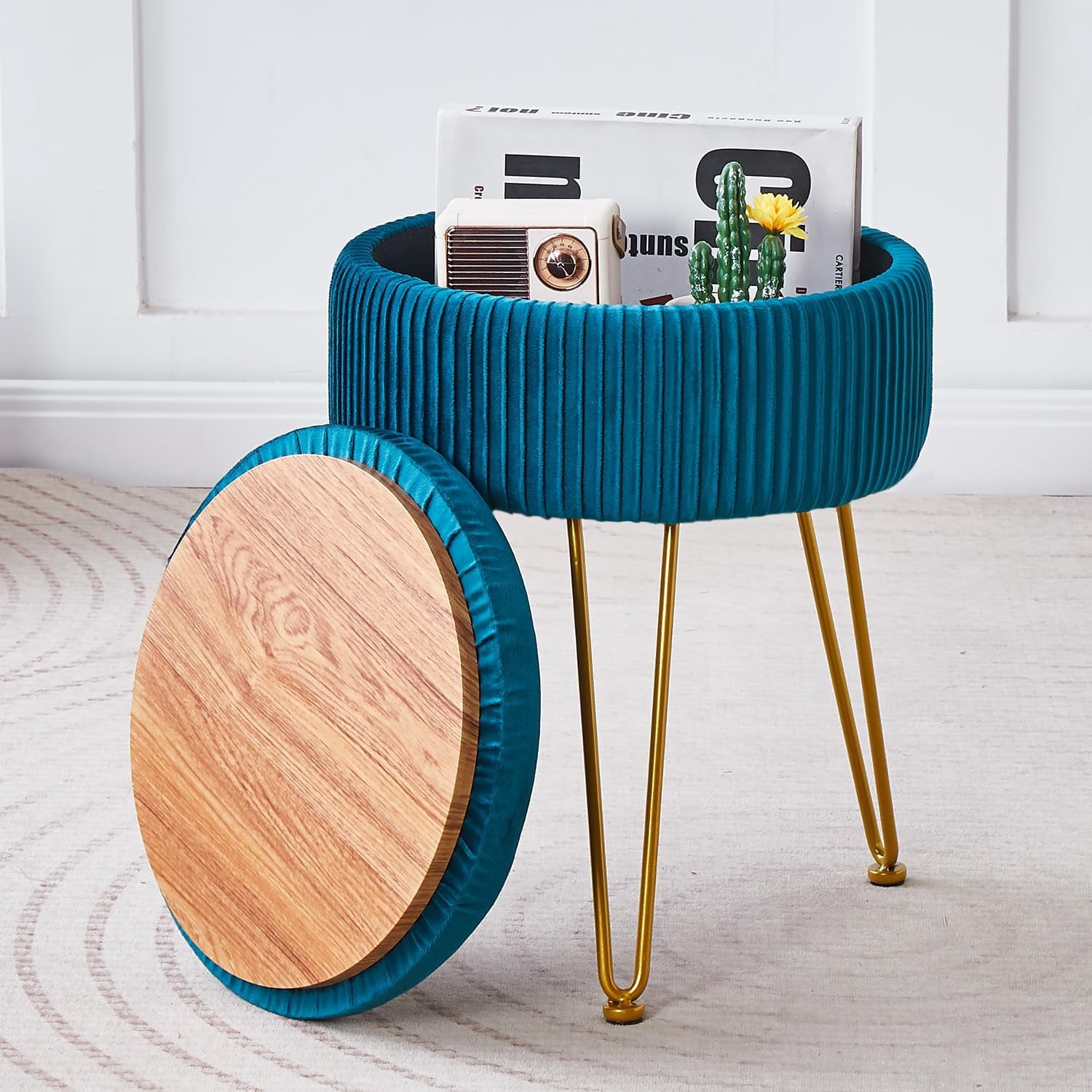 cjjojobiubiu Velvet Foot Rest Stool Multipurpose Dressing Stools ...