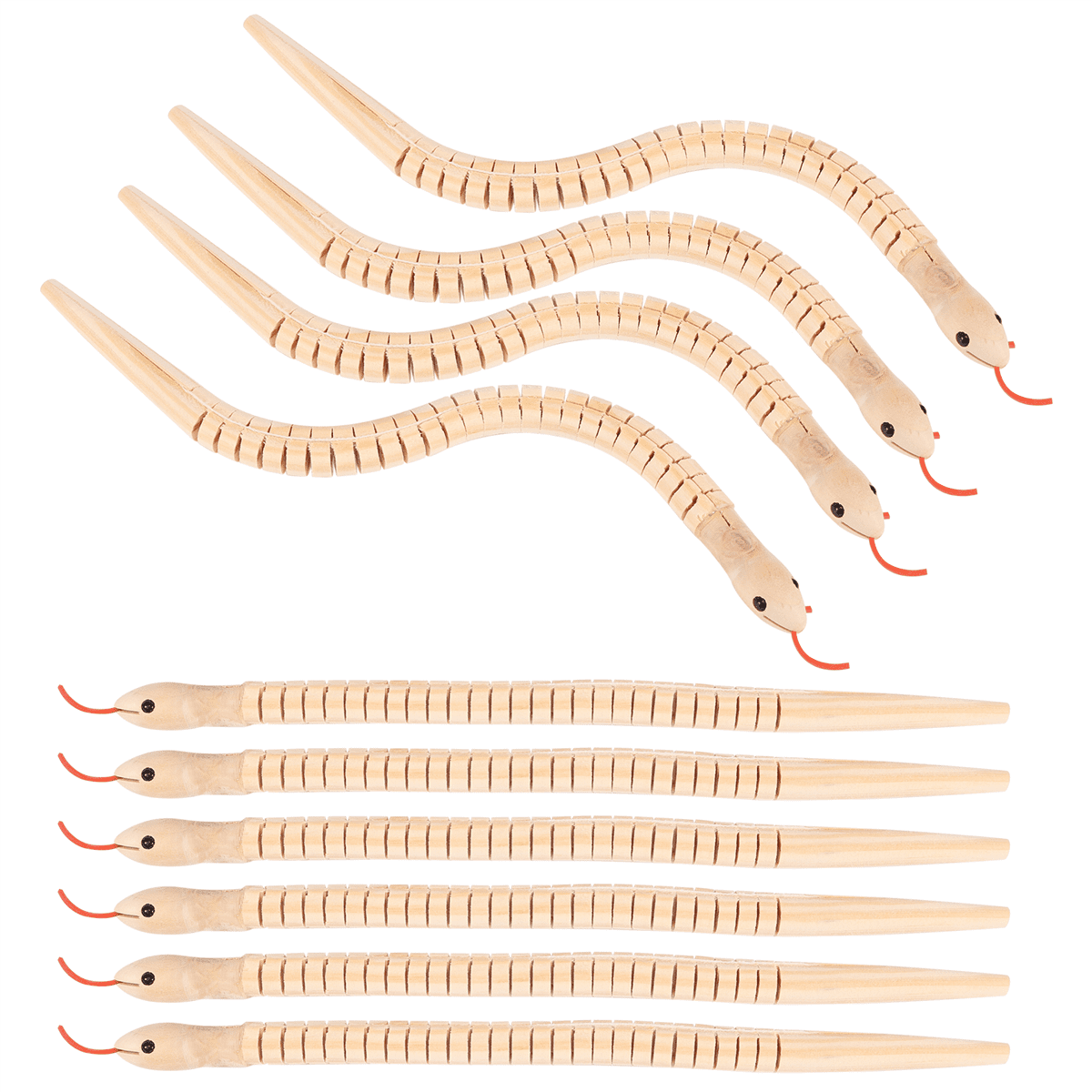 ckepdyeh 10Pcs 12 Inch Unfinished Wooden Wiggly Snakes Jointed Flexible ...