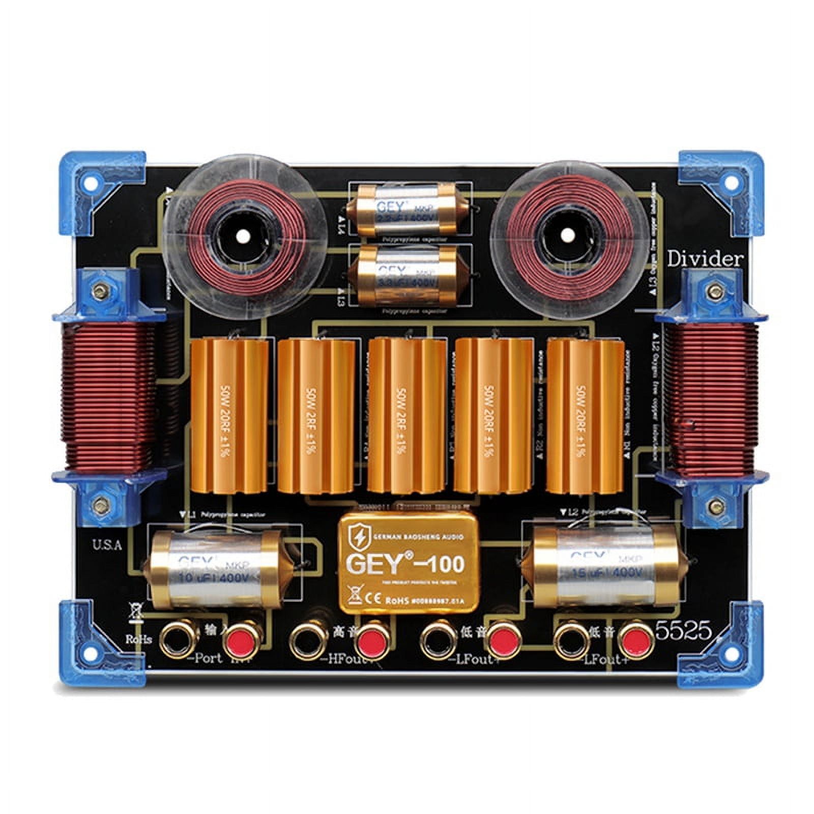 ckepdyeh 2000W Audio Frequency Divider Two Way Speaker Crossover 15 ...