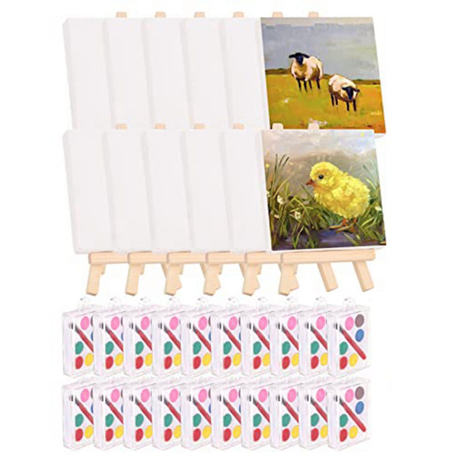 ckepdyeh 28 Pack Mini Canvas and Easel Set with Mini Watercolor Paint ...