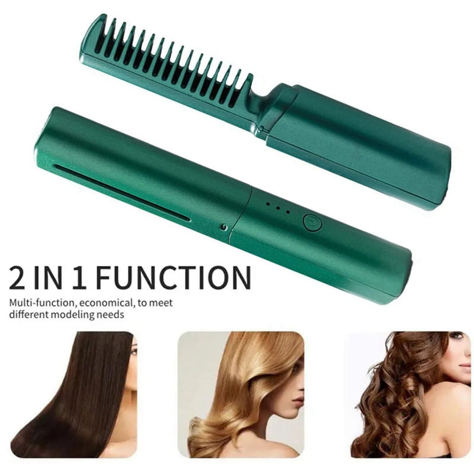 Qtmnekly 2In1 Wireless Professional Hair Straightener Curler Comb Fast ...