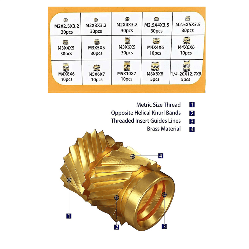 ckepdyeh 300Pcs Thread Knurled Nuts, Brass Knurled Threaded Insert Nuts ...