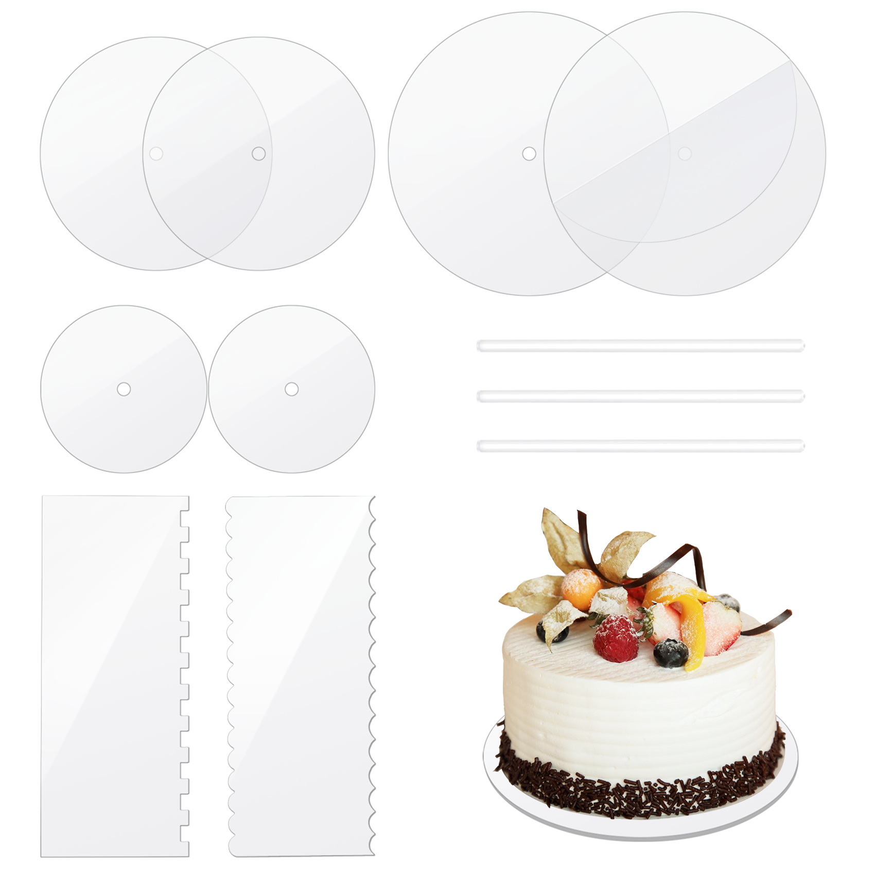 ckepdyeh Acrylic Round Cake Disk Set - Cake Discs Circle Base Boards ...
