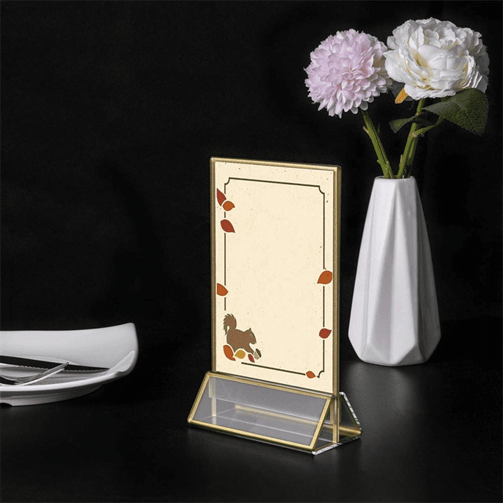 ckepdyeh Acrylic Sign Holder Gold Picture Frame Double Sided Clear ...