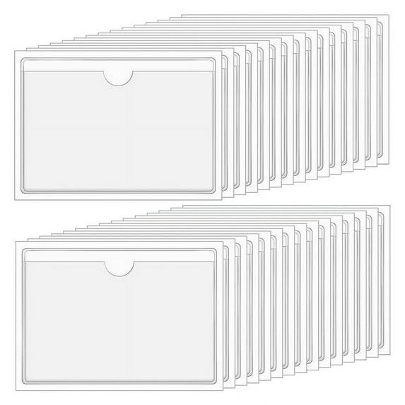 Clear Adhesive Pockets 4X6In Index Card Pockets Sleeves Self Adhesive with Top Loading Label ...