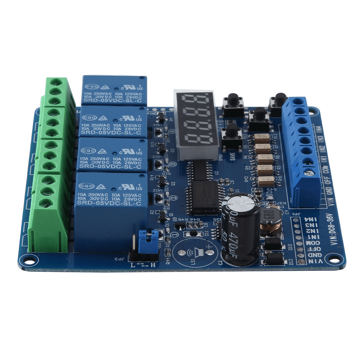 ckepdyeh DC 8V-36V 4 Channel Multi-Function Relay Module Board with Optocoupler Self-Locking ...
