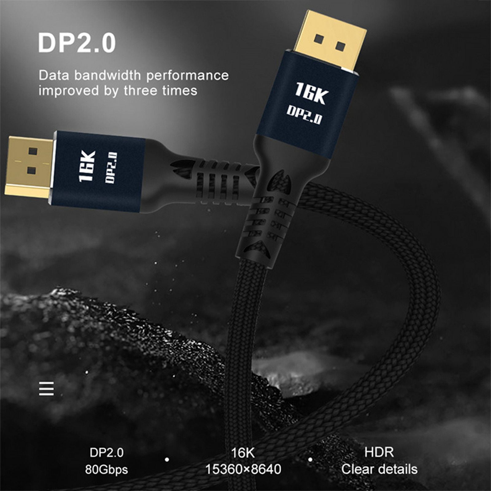 ckepdyeh Displayport2.0 HD Video Cable 16K@60Hz 80Gbps Computer ...