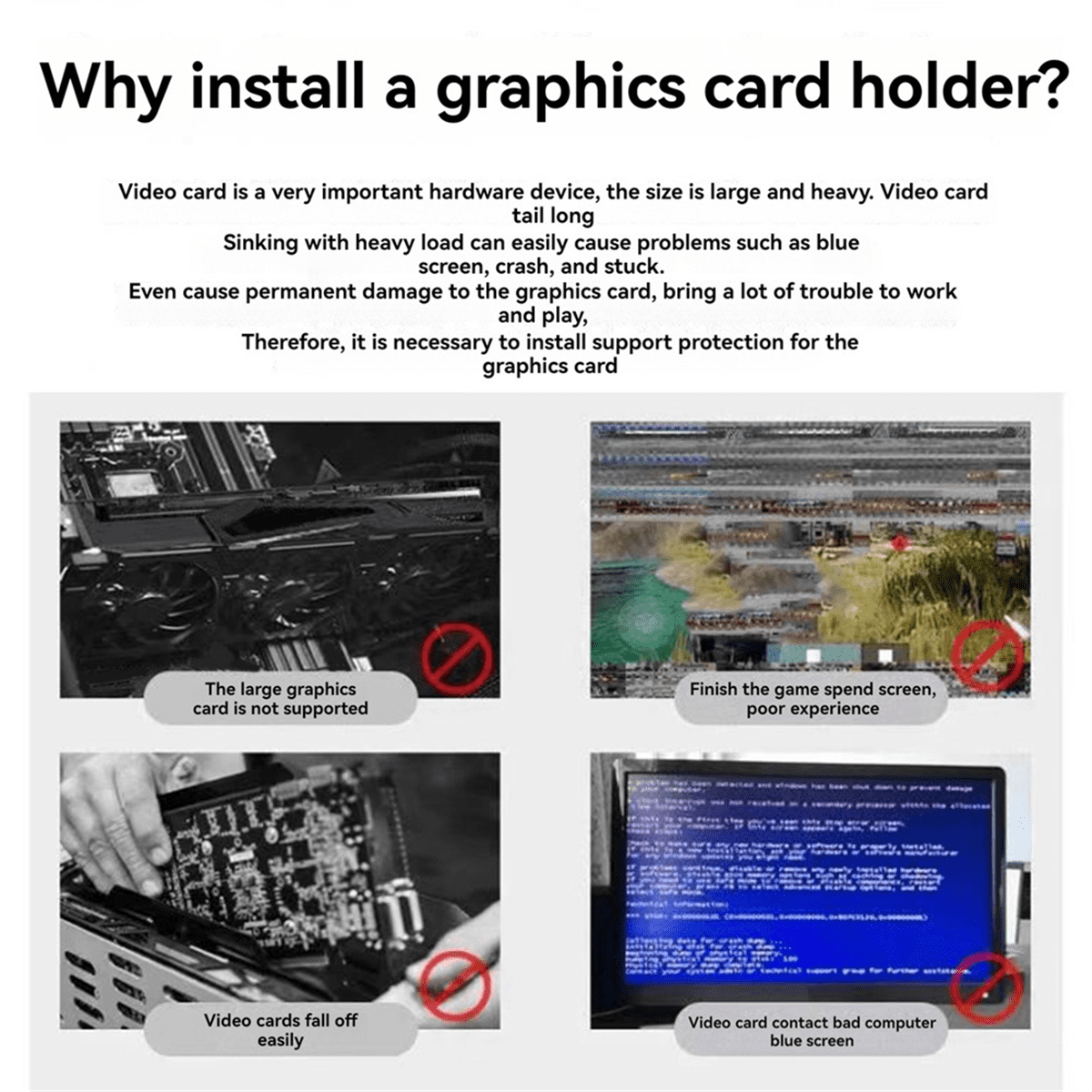 ckepdyeh GPU Support Frame Adjustable GPU Brace Prevent Sagging Video ...