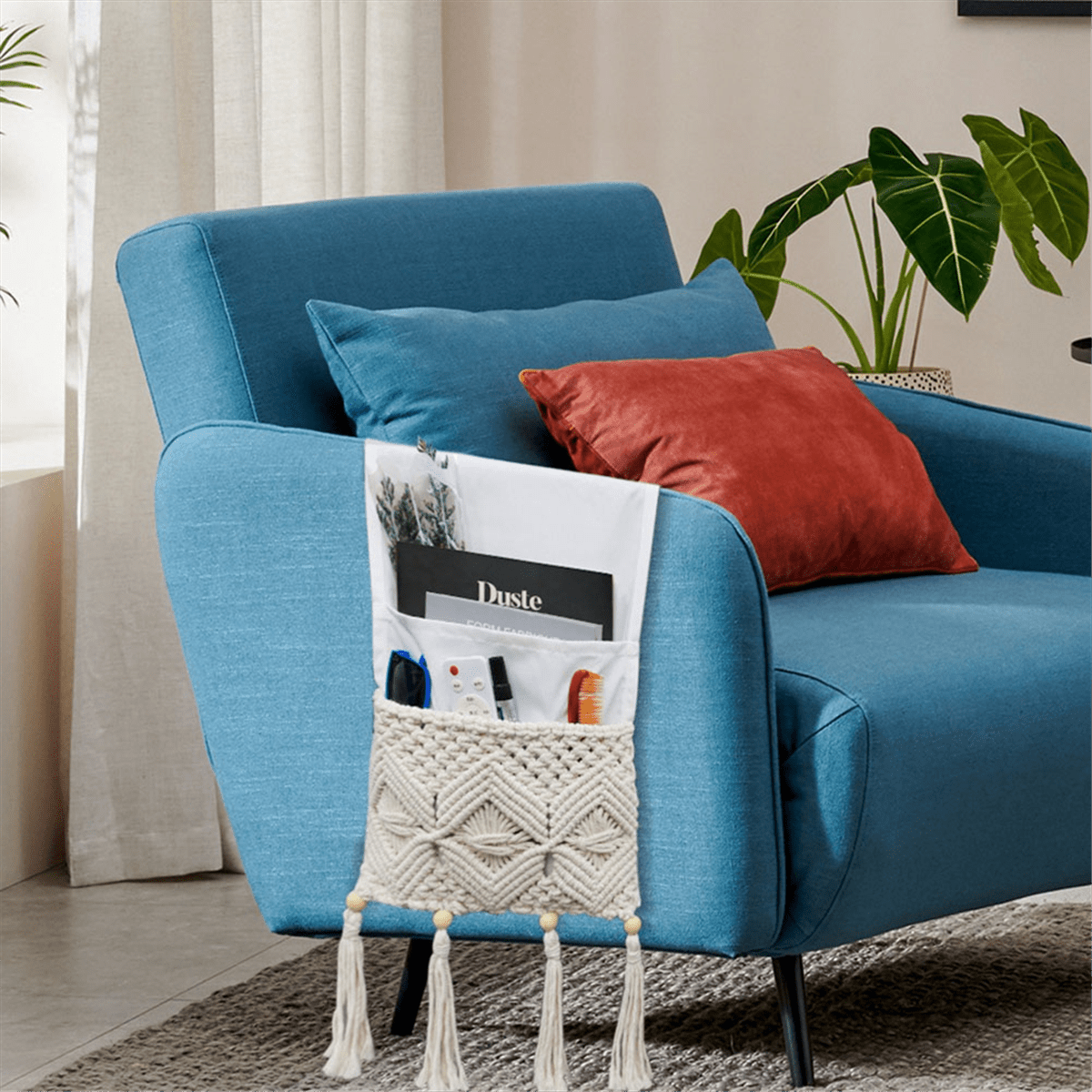 ckepdyeh Macrame Sofa Remote Control Holder Couch Bedside Armchair ...