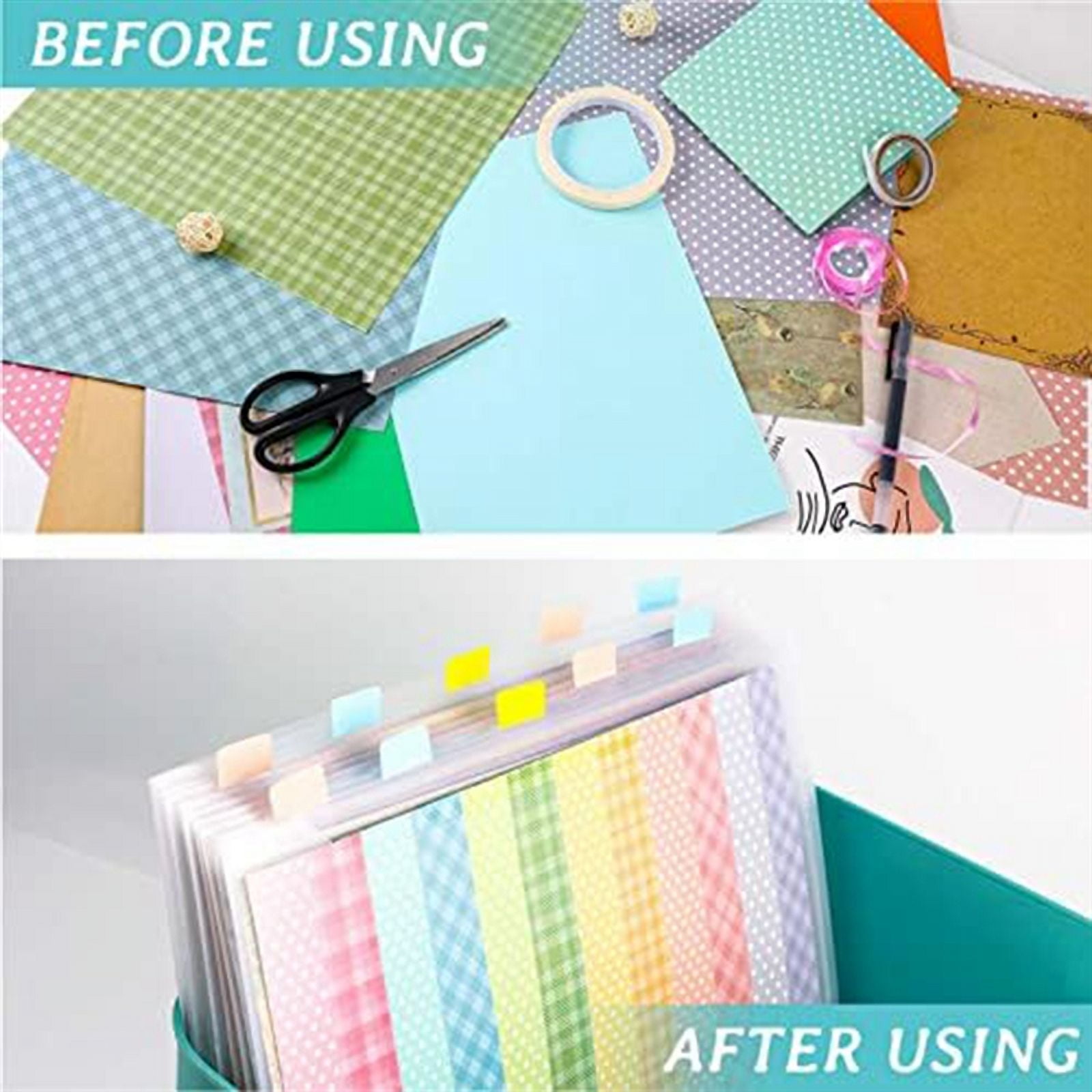 ckepdyeh Scrapbook Paper Storage Organizer with 60 Sticky Index Tabs ...