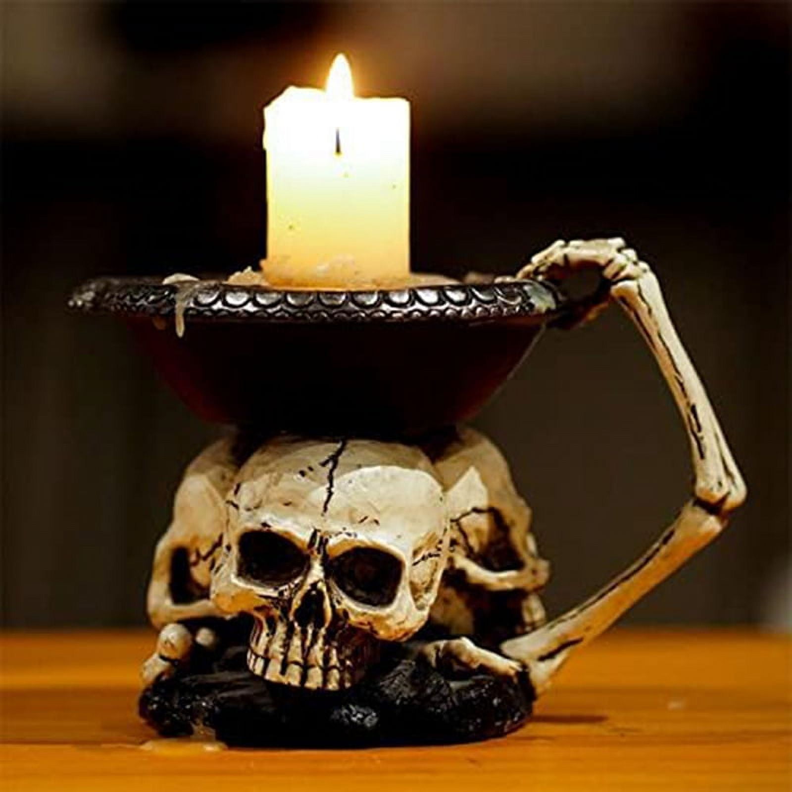 ckepdyeh Skull Candle Holder Skeleton Candlestick Holder Resin ...