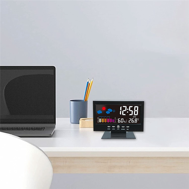 ckepdyeh Temperature and Humidity Colour Screen Desk Clock, Wireless ...