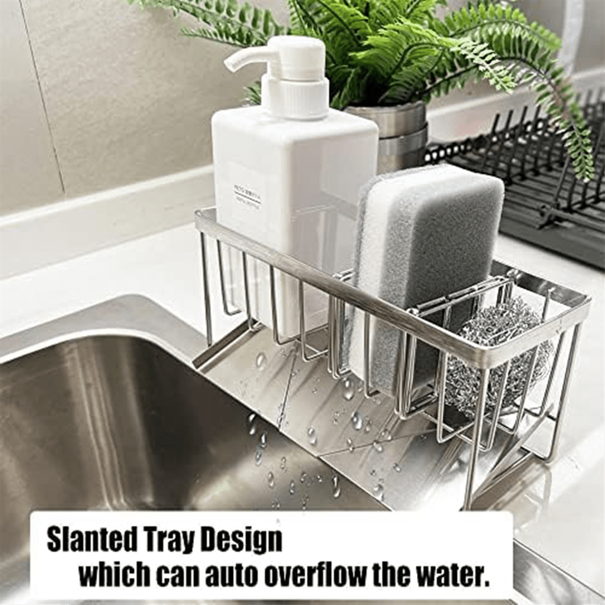 ckepdyeh Upgraded Sponge Holder for Kitchen Sink, Stainless Steel ...