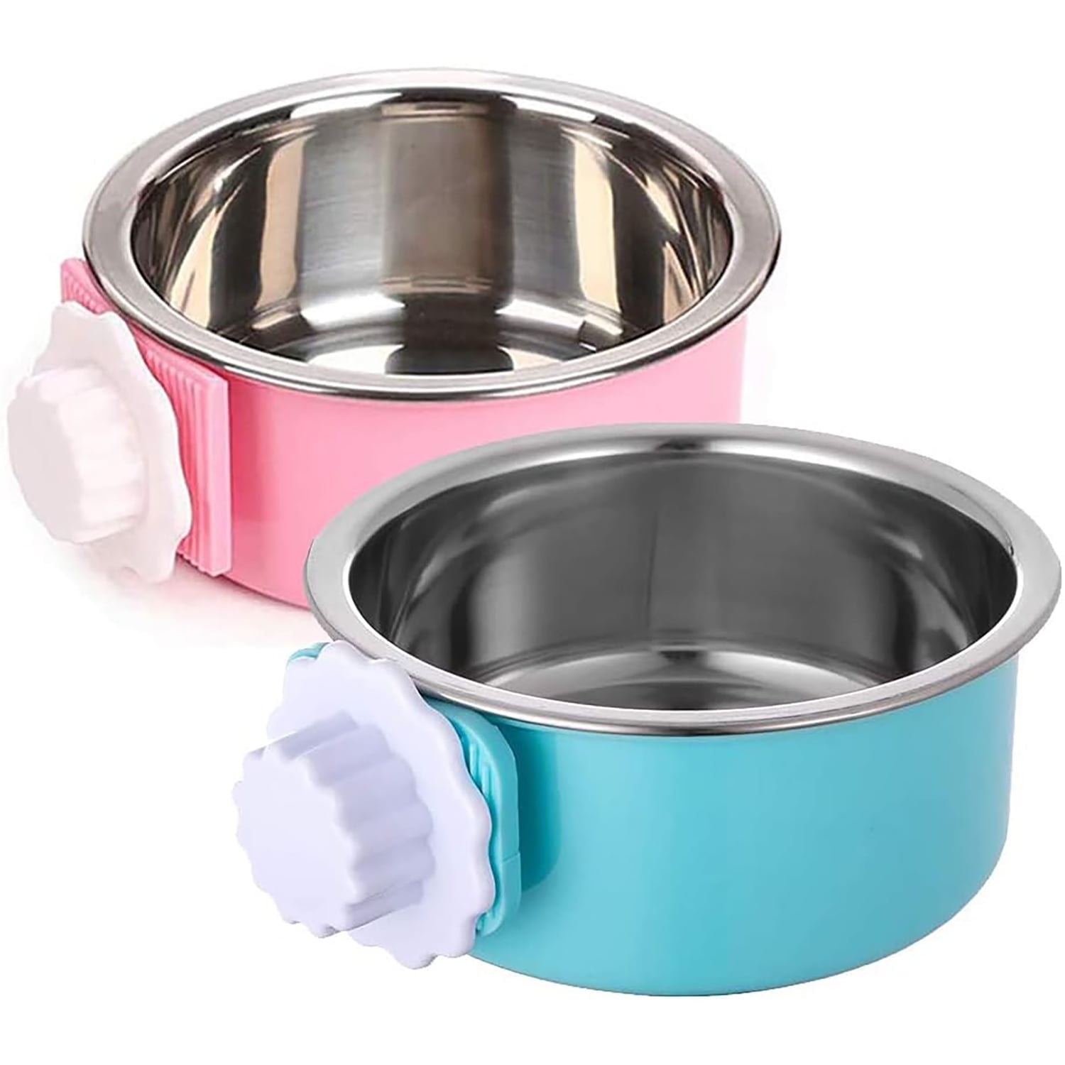 clackibukvyz 2 Pack Stainless Steel Pet Bowls, Small Hanging Cage Bowls ...
