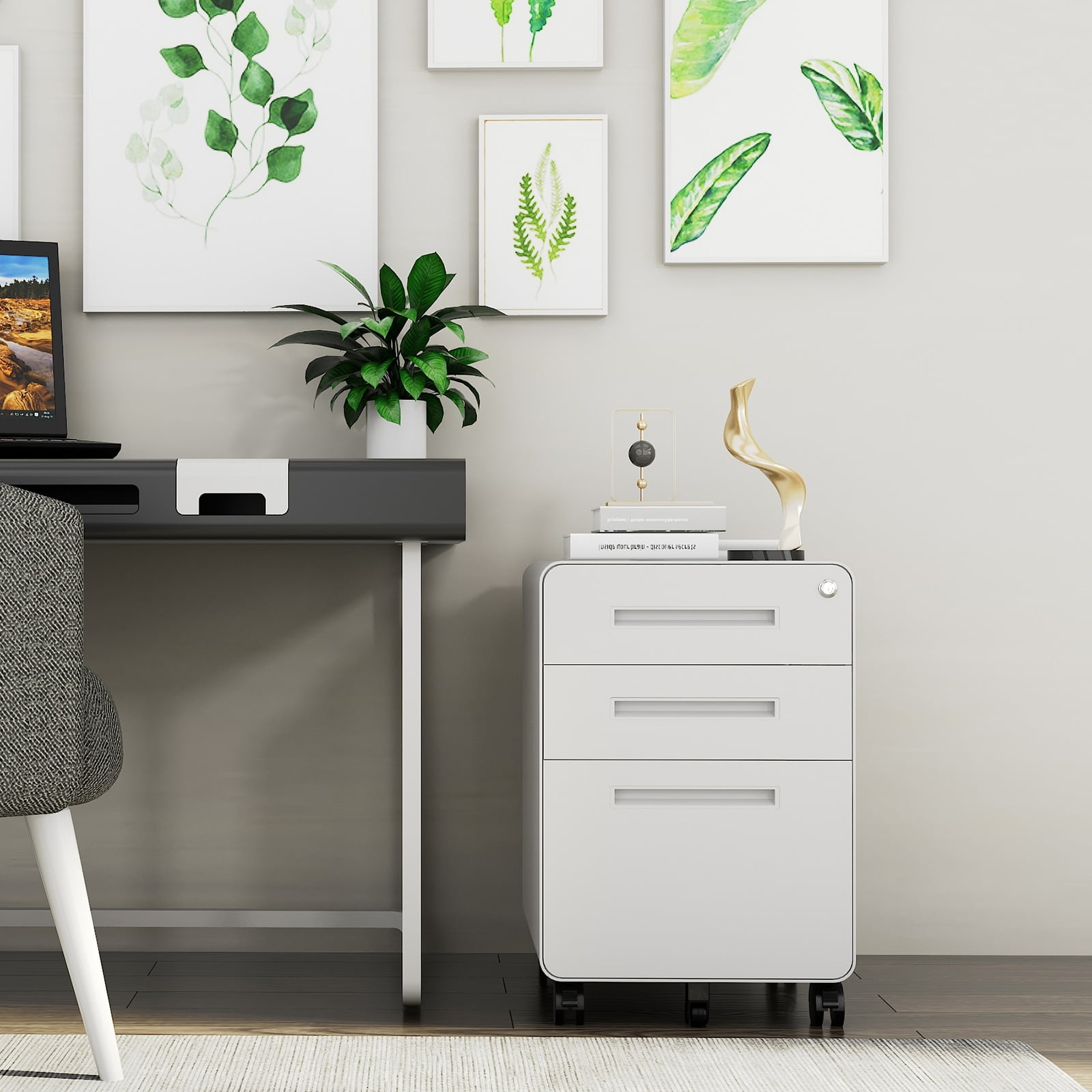 clarencehomeinc 3-drawer Steel Filing Cabinets with Lock Mobile Under ...