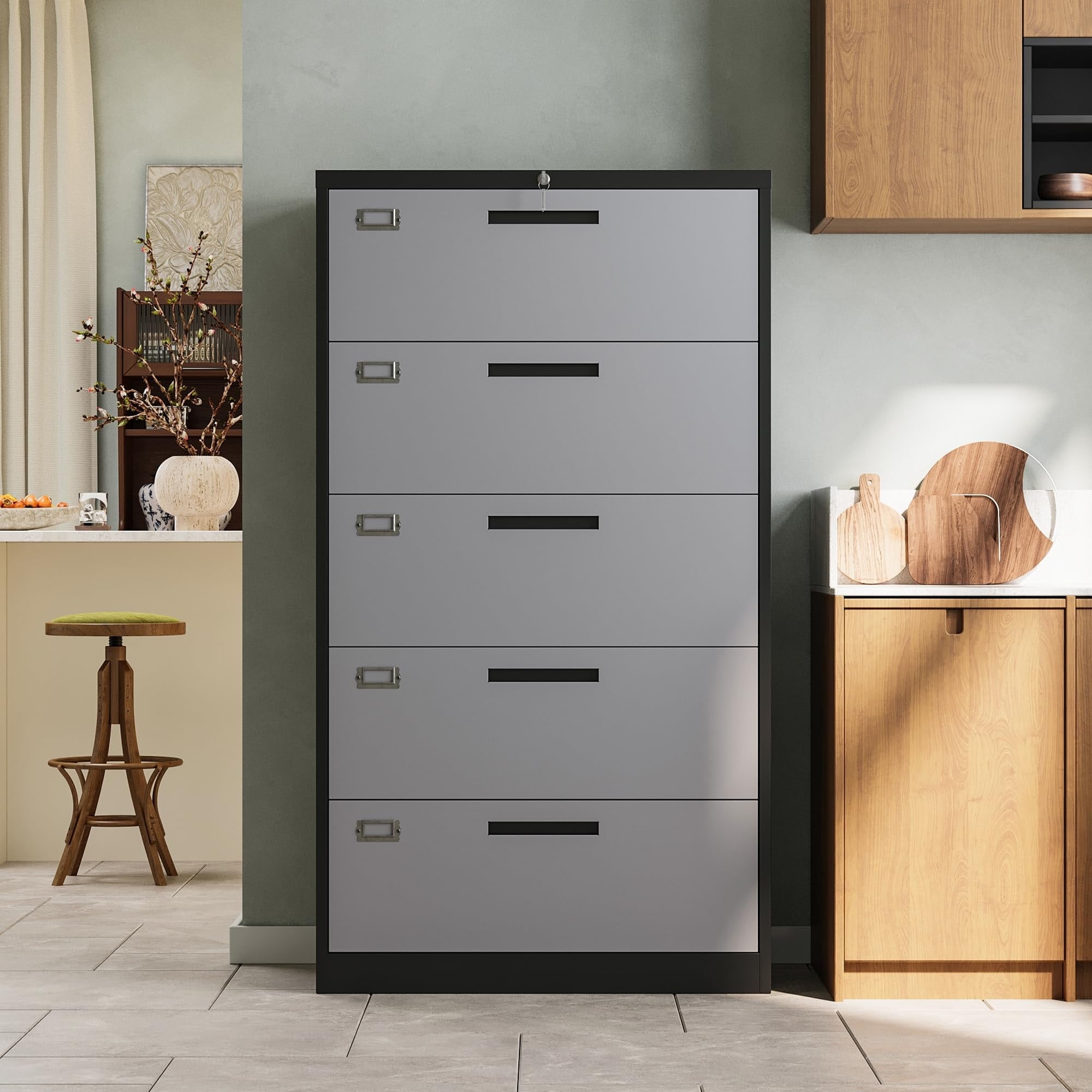 clarencehomeinc Steel 5 Drawer Lateral File Cabinet Storage Cabinets ...