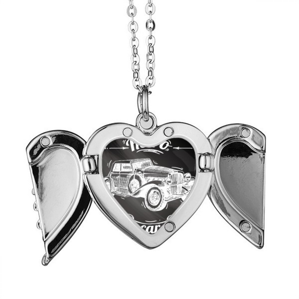 classic cars hand painted pattern angel wings necklpendant fashion ...
