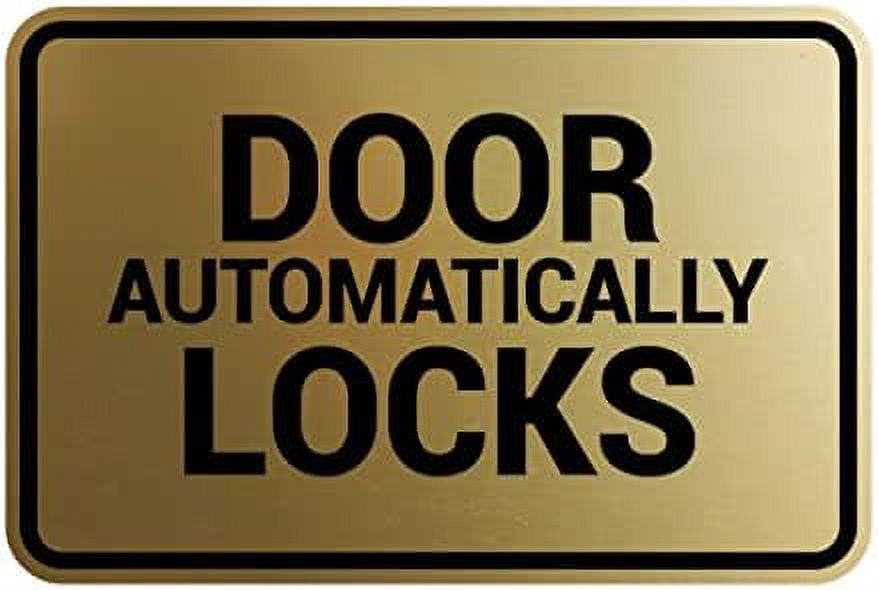 classic framed door automatically locks sign (brushed gold) - small ...