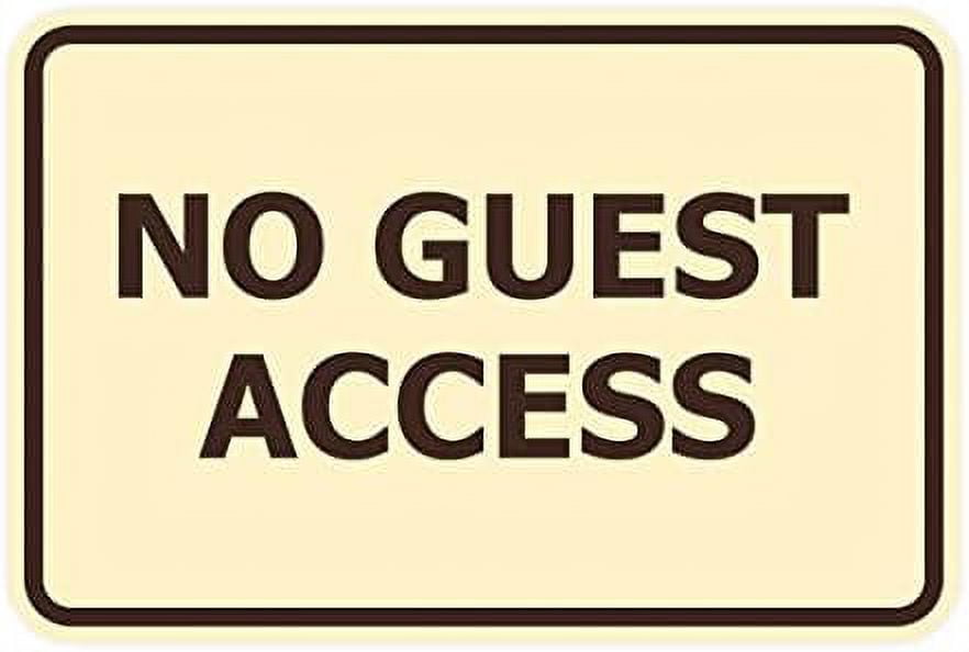 classic framed no guest access sign (ivory/dark brown) - large ...