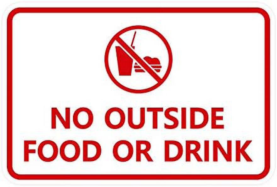 classic framed no outside food or drink sign (white/red) - small ...