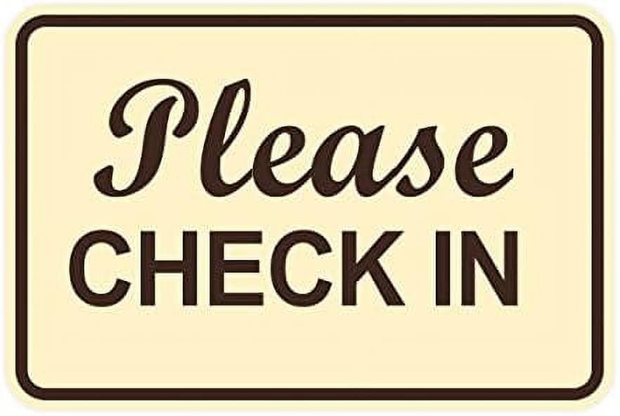 classic framed, please check in sign (ivory/dark brown) - small ...