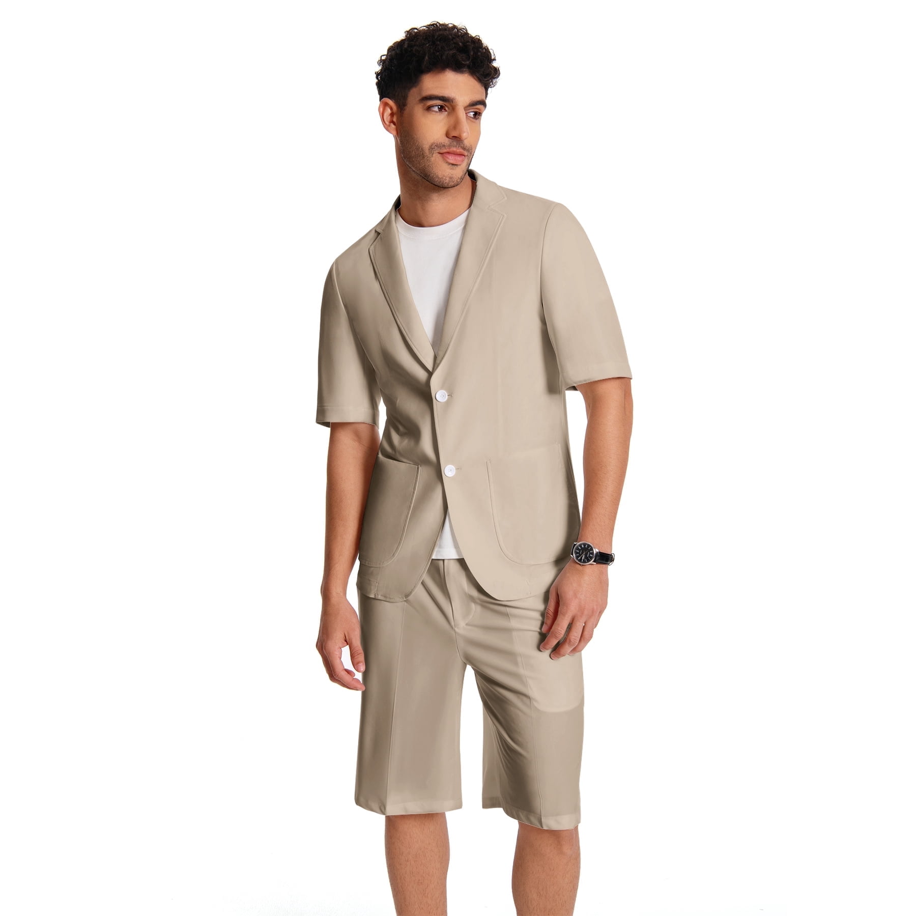 Cloudstyle Men's Printed Two-Button Short-Sleeve Suit Set - Walmart.com