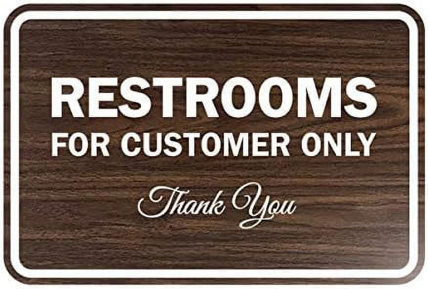 classic framed restroom for customers sign (walnut) - large - Walmart.com