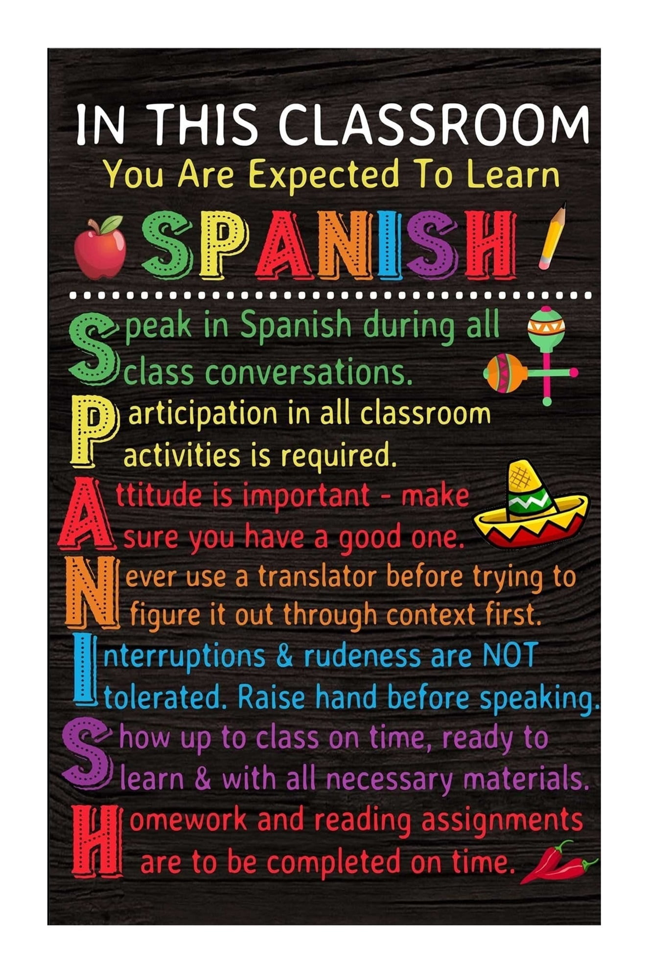 In this classroom Posters Spanish Classroom Rules Education Poster ...