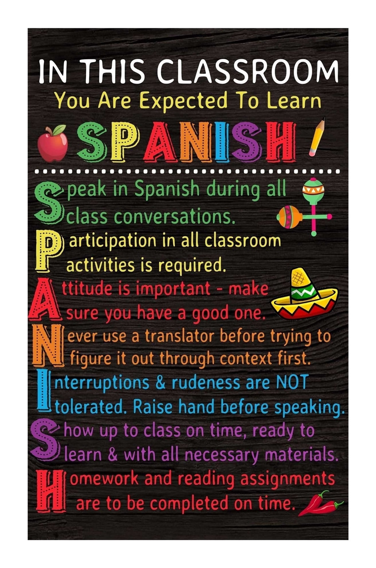 In this classroom Posters Spanish Classroom Rules Education Poster ...
