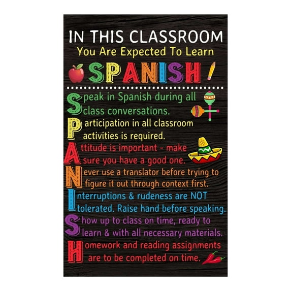 In this classroom Posters Spanish Classroom Rules Education Poster ...