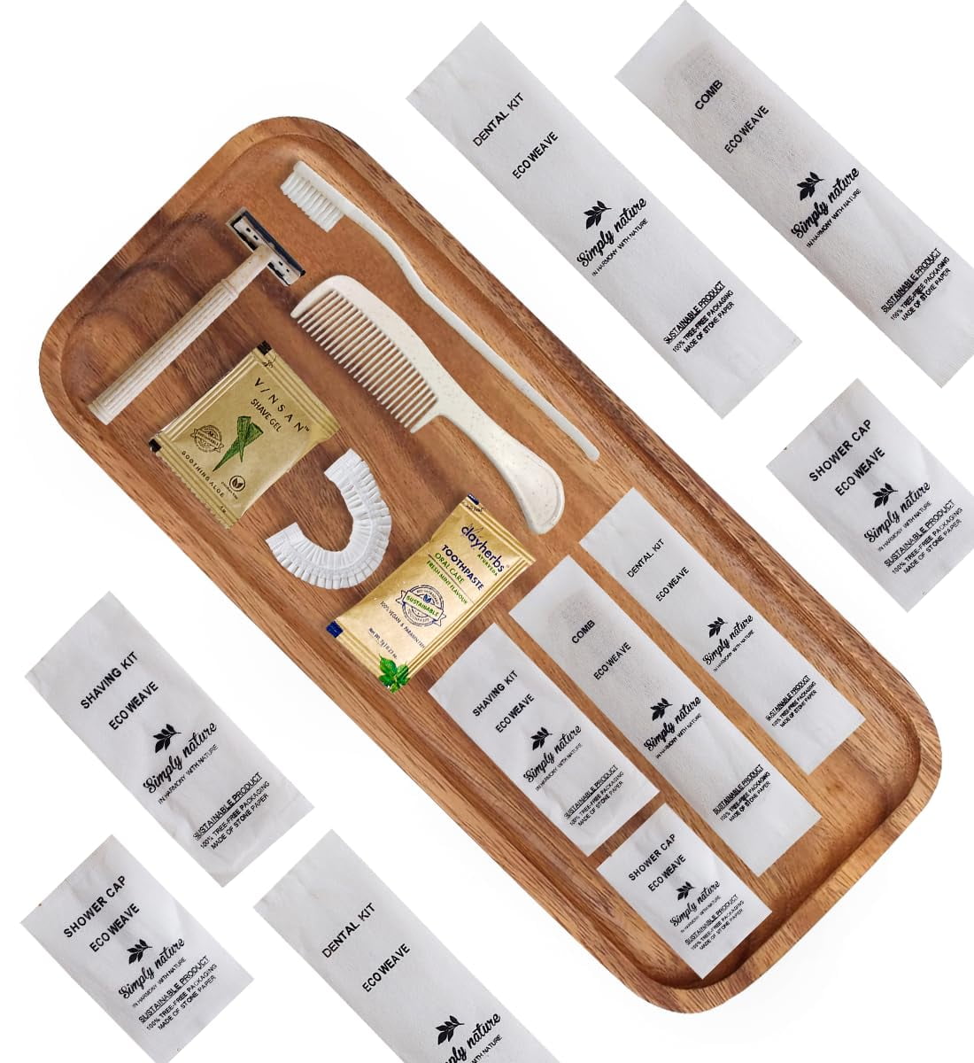 clayherbs Pack100 EcoFriendly Wheat Straw Hotel Toiletry Kit ...