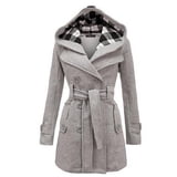 Usmixi Woolen Coat for Women Womens Wool Jacket Classic Plaid Print ...