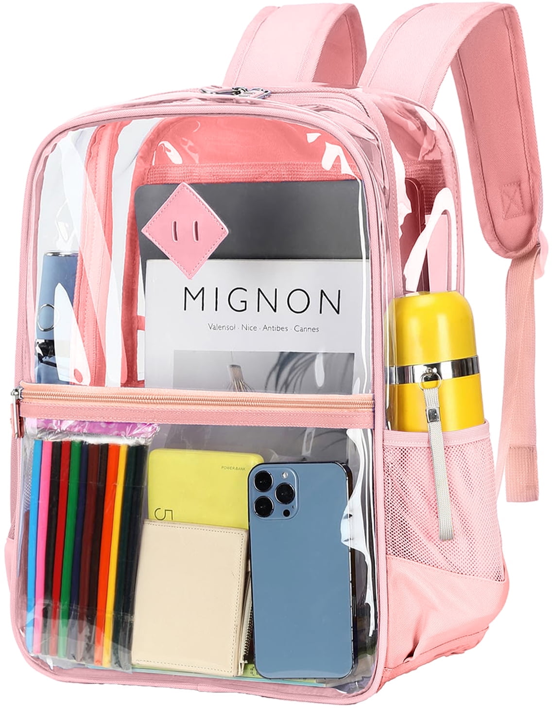 clear backpack heavy duty, pvc see through book bag for school stadium ...