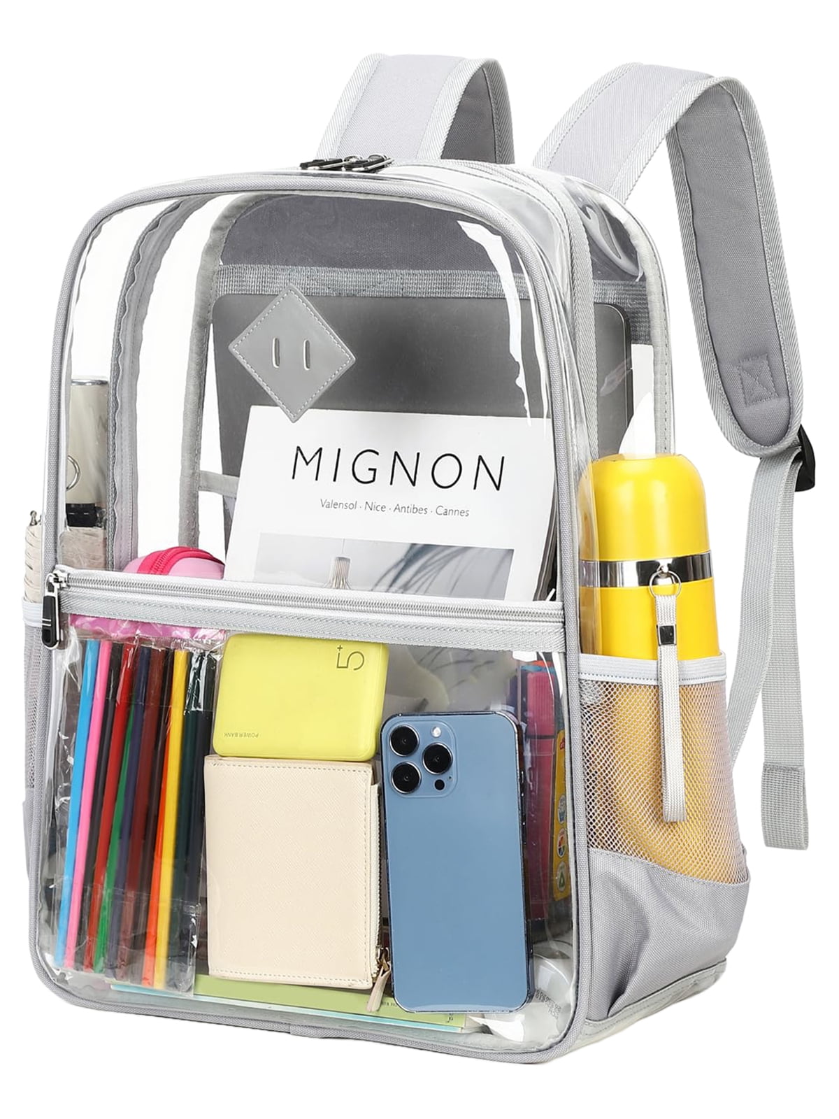 clear backpack heavy duty, pvc see through book bag for school stadium ...