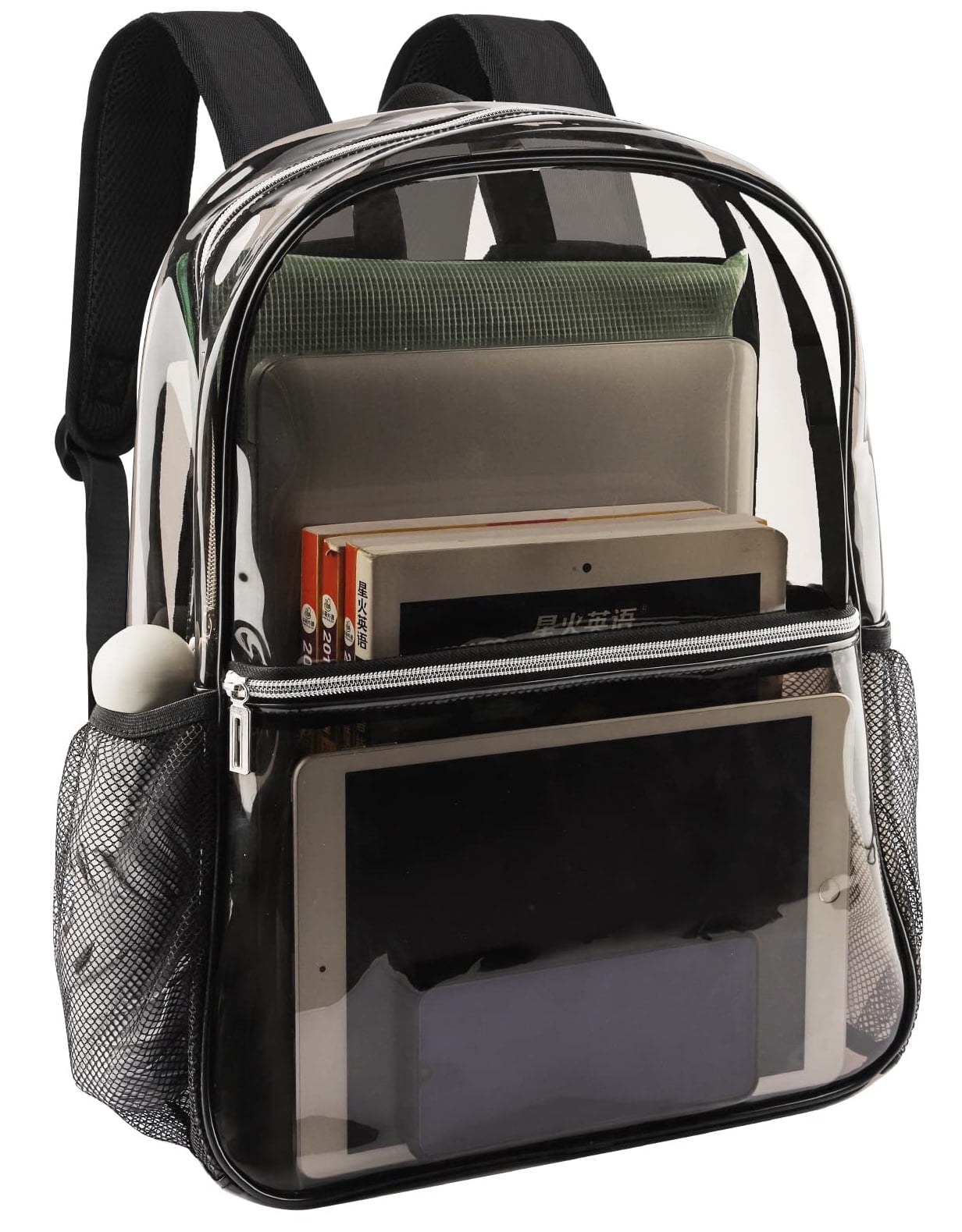 clear backpack heavy duty, pvc see through book bag for school stadium ...