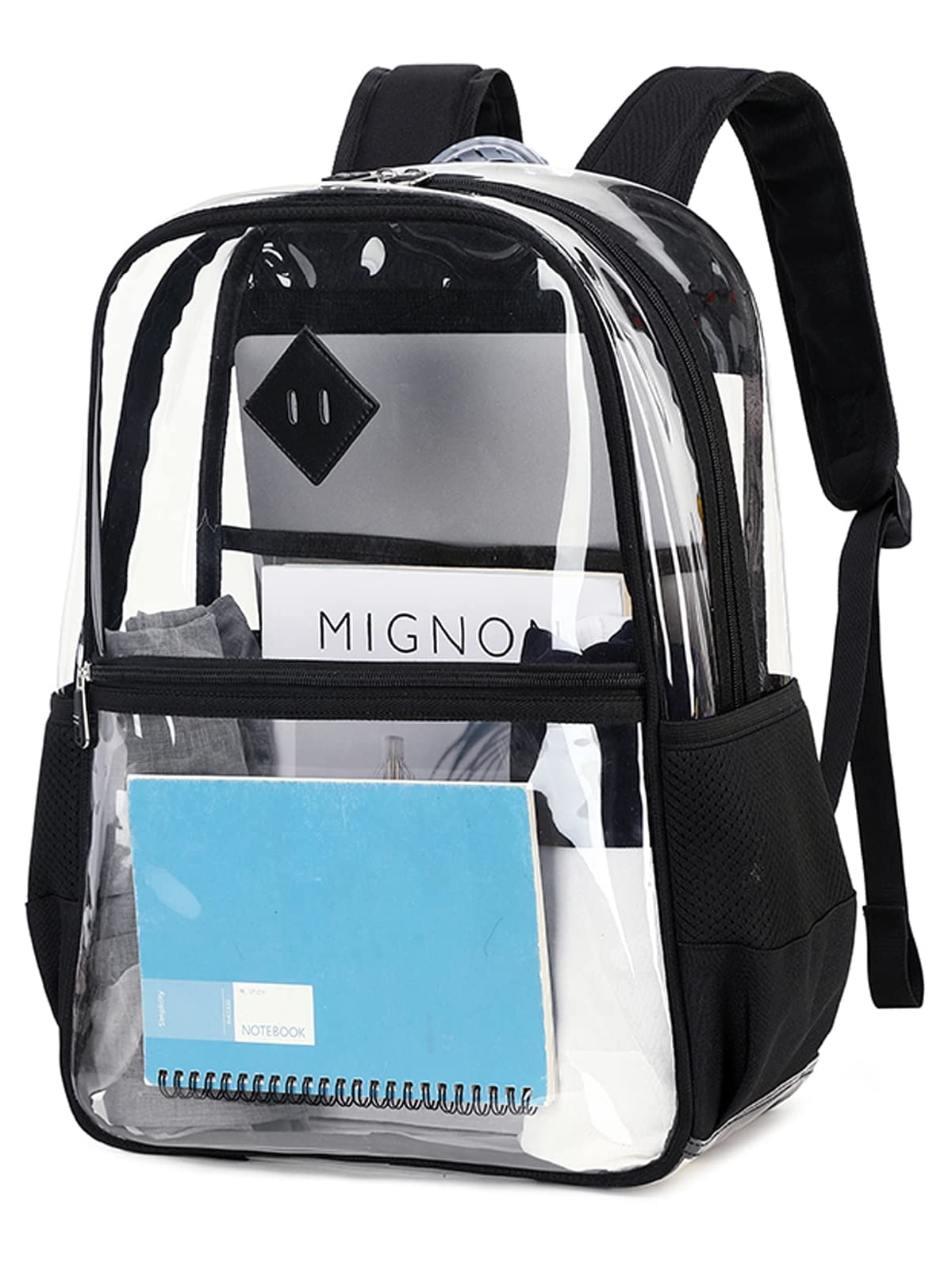 clear backpack heavy duty, pvc see through book bag for school stadium ...