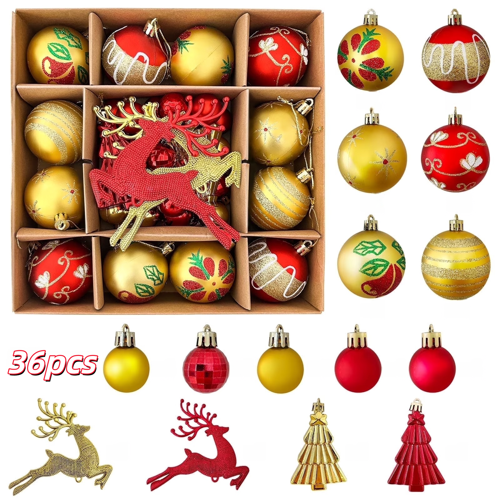 Juego de 36 Adornos de Bolas de Navidad, Decoración de Árbol, Esferas ...
