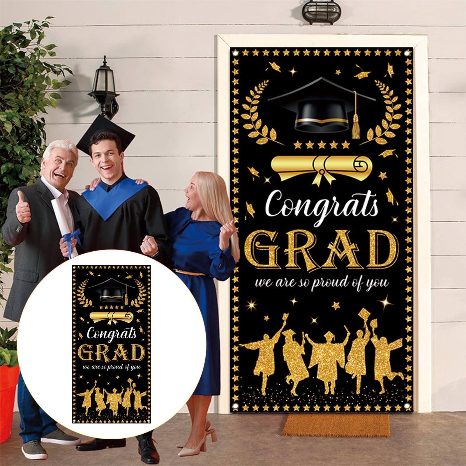 clearance sale！graduation party decorations gold blue congrats grad banner clof 2025 graduation ...