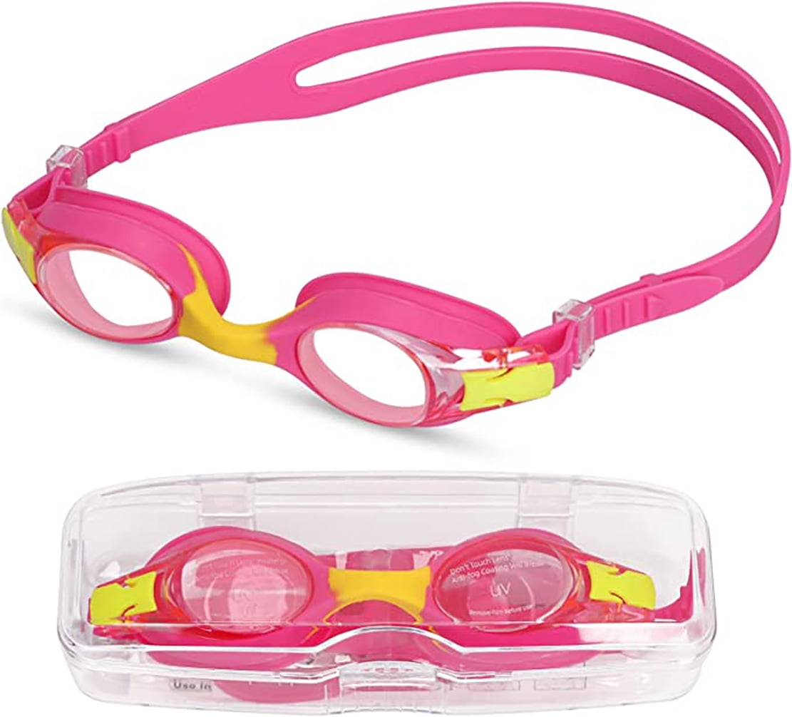 CLLEYLiSE Kids Swimming Goggles, Silicone Frame, Anti-Fog, UV ...