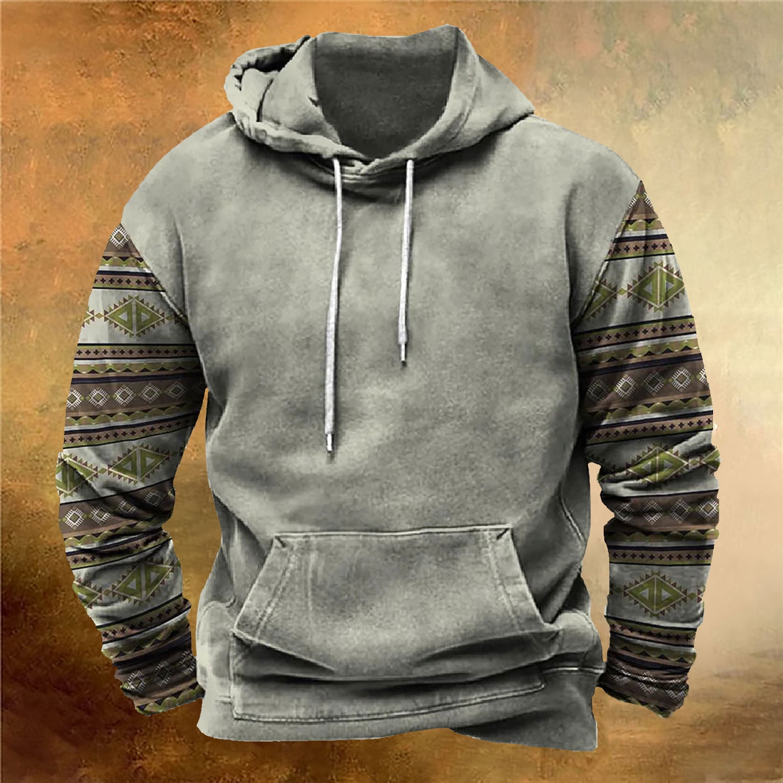 Cllios 2024 Clearance Mens Western Aztec Hoodies Sweatshirts Ethnic