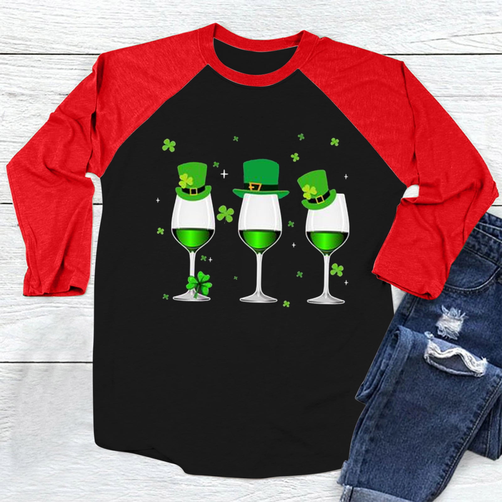 Cllios 2024 Clearance St Patricks Day Shirts Women Cute Shamrock