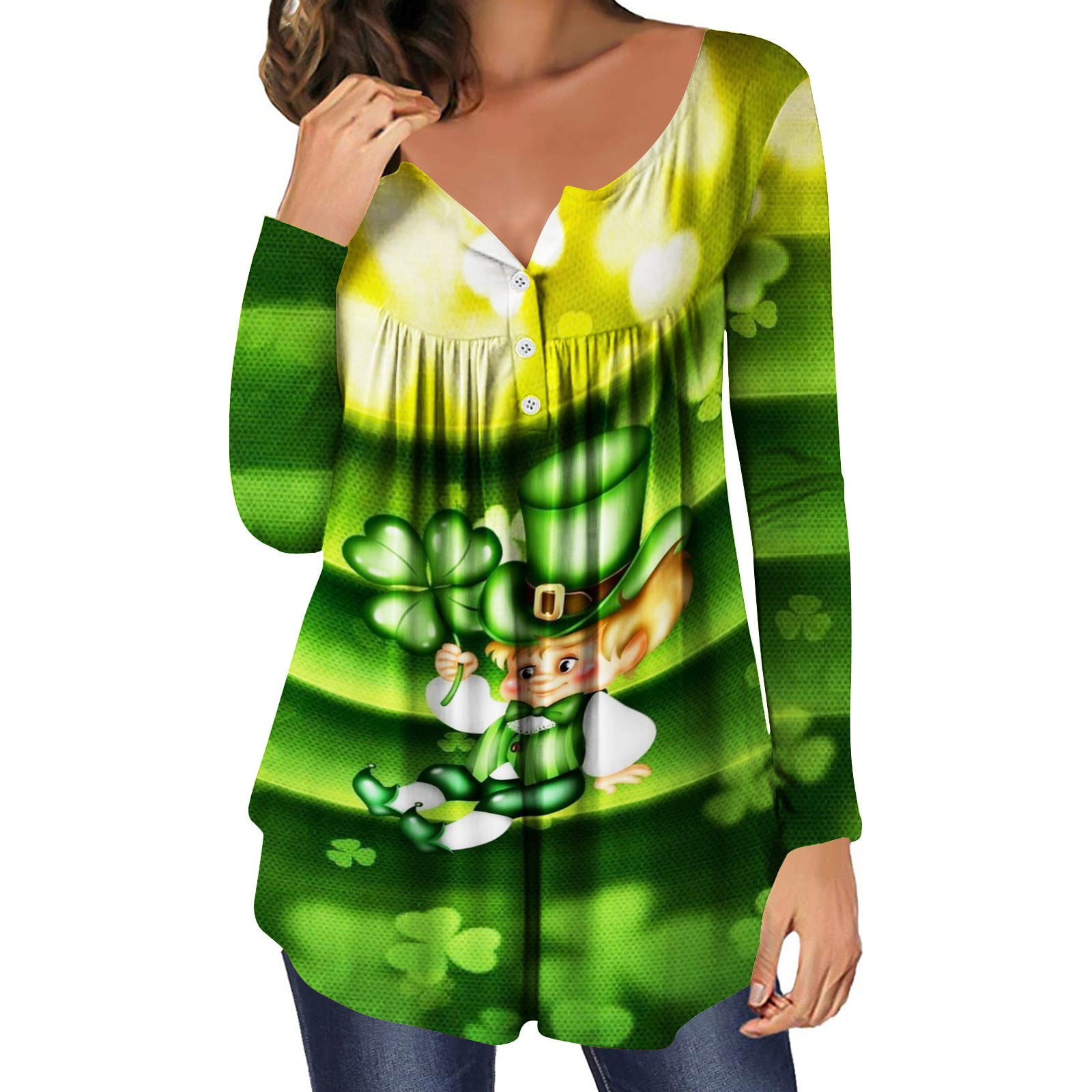 Cllios 2024 Women Tops Clearance St Patricks Day Shirts For Women Plus