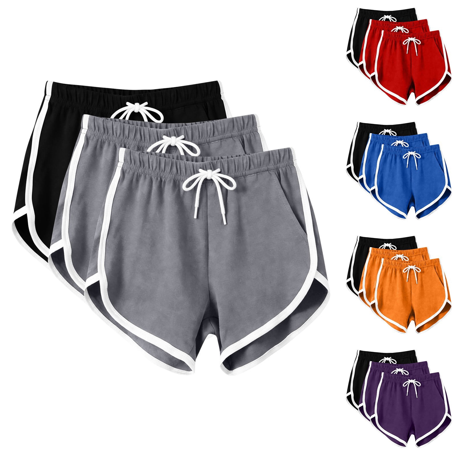 cllios 3 PC Womens Yoga Shorts Summer Lightweight Booty Dolphin Shorts ...