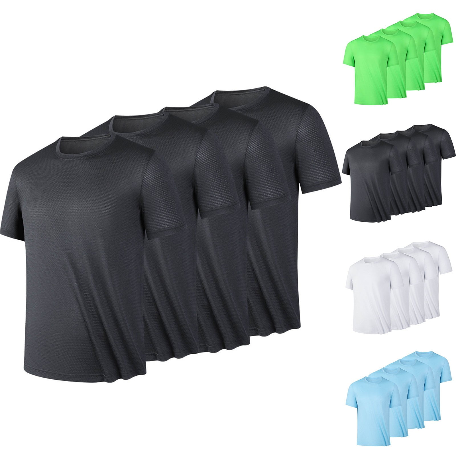 cllios 4 Pack Workout Mens Shirts Quick Dry Short Sleeve Shirts for Men Muscle Moisture Wicking ...