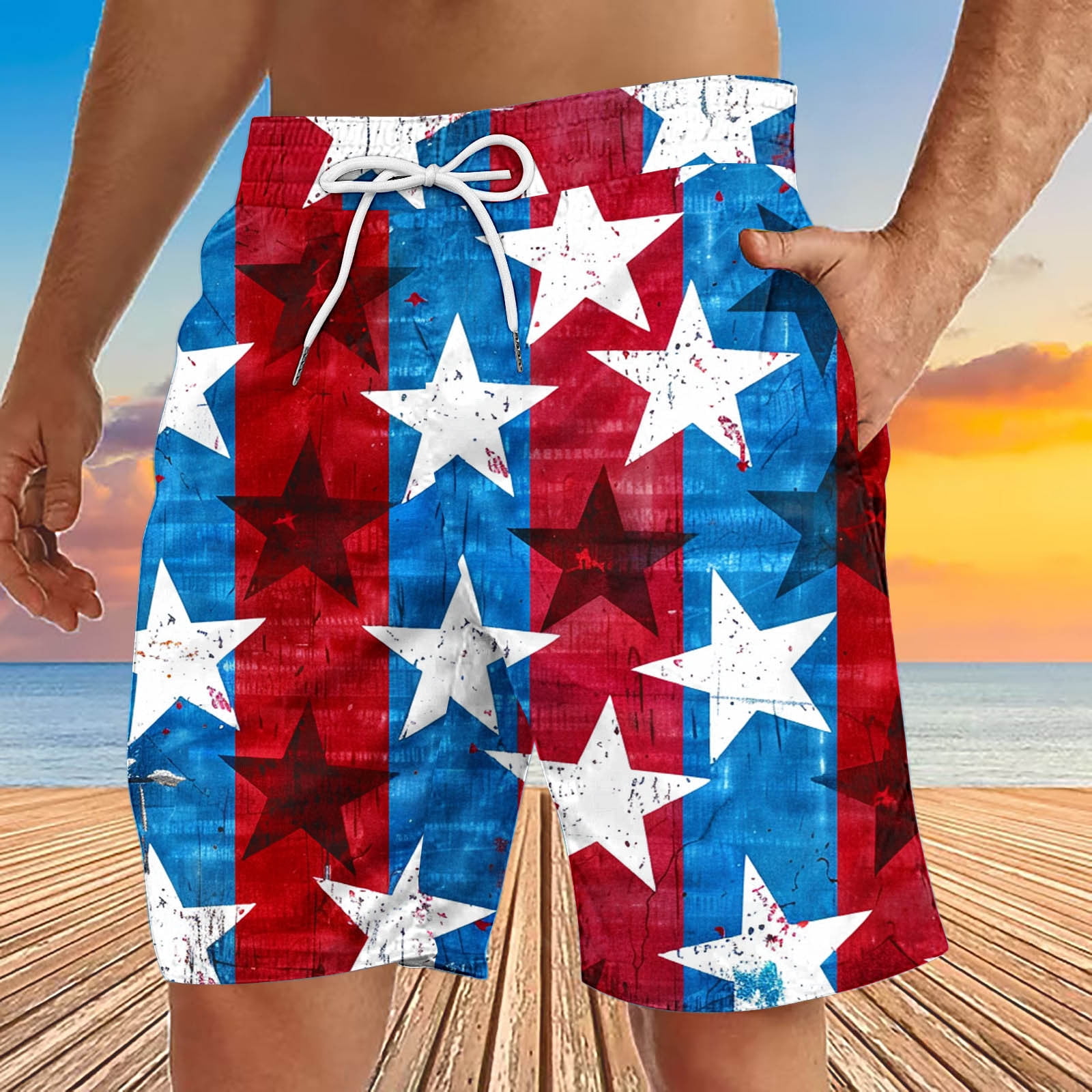 cllios 4th of July Men's Swim Trunks Quick Dry Summer Beach Shorts ...