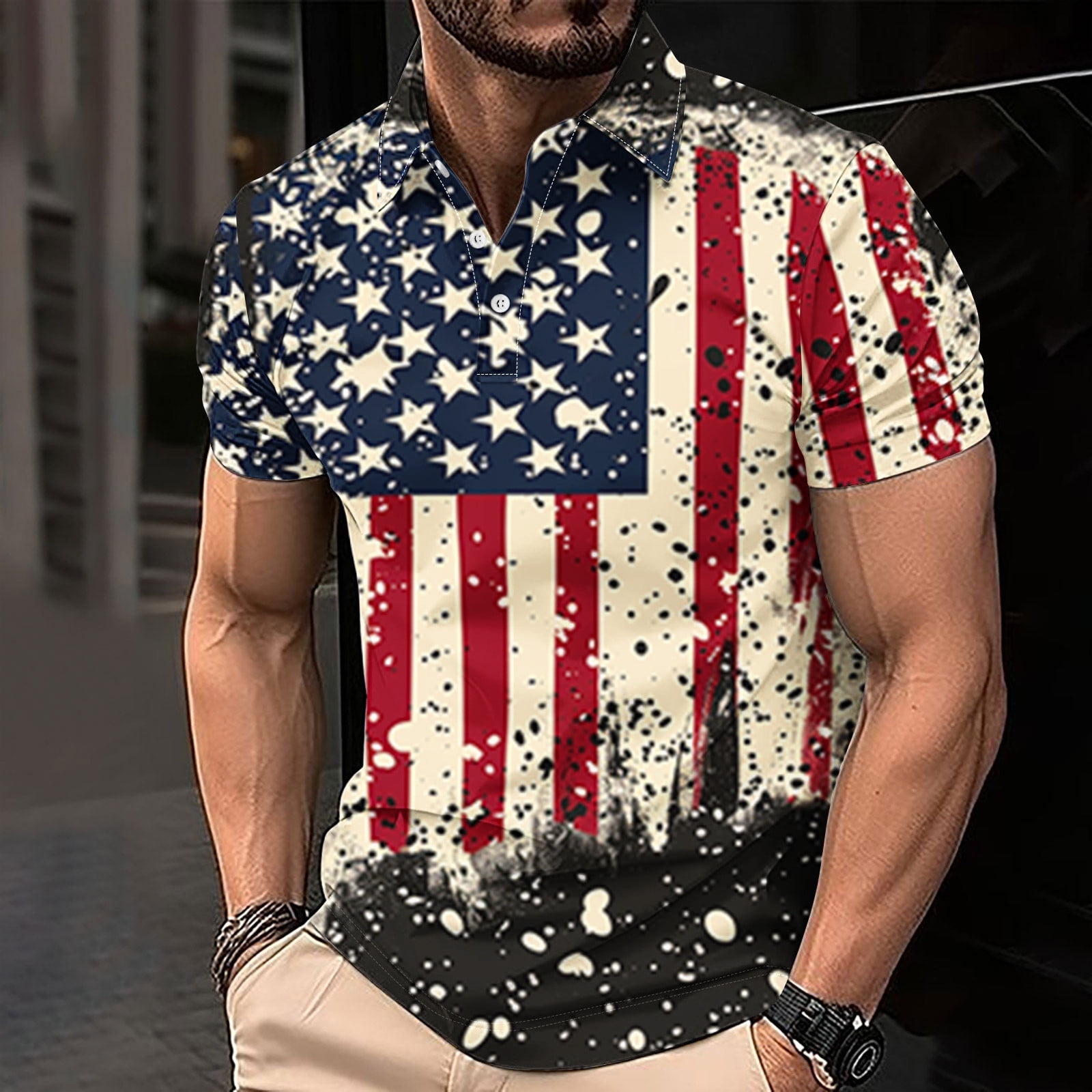 cllios 4th of July Shirts Mens Gym Golf T-Shirts 1776 American Flag ...