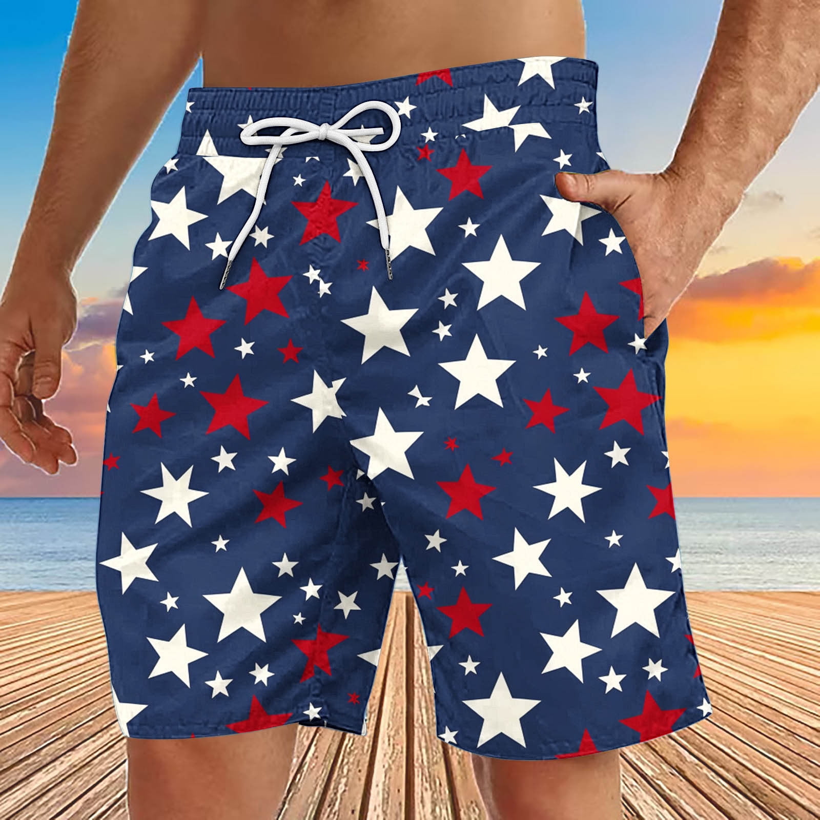Cllios 4th Of July Swim Trunks Men 5 Inch Quick Dry Swimming Shorts