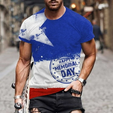 cllios Men's 4th of July Shirts Patriotic Red White and Blue Graphic Tees Summer Casual Crewneck ...