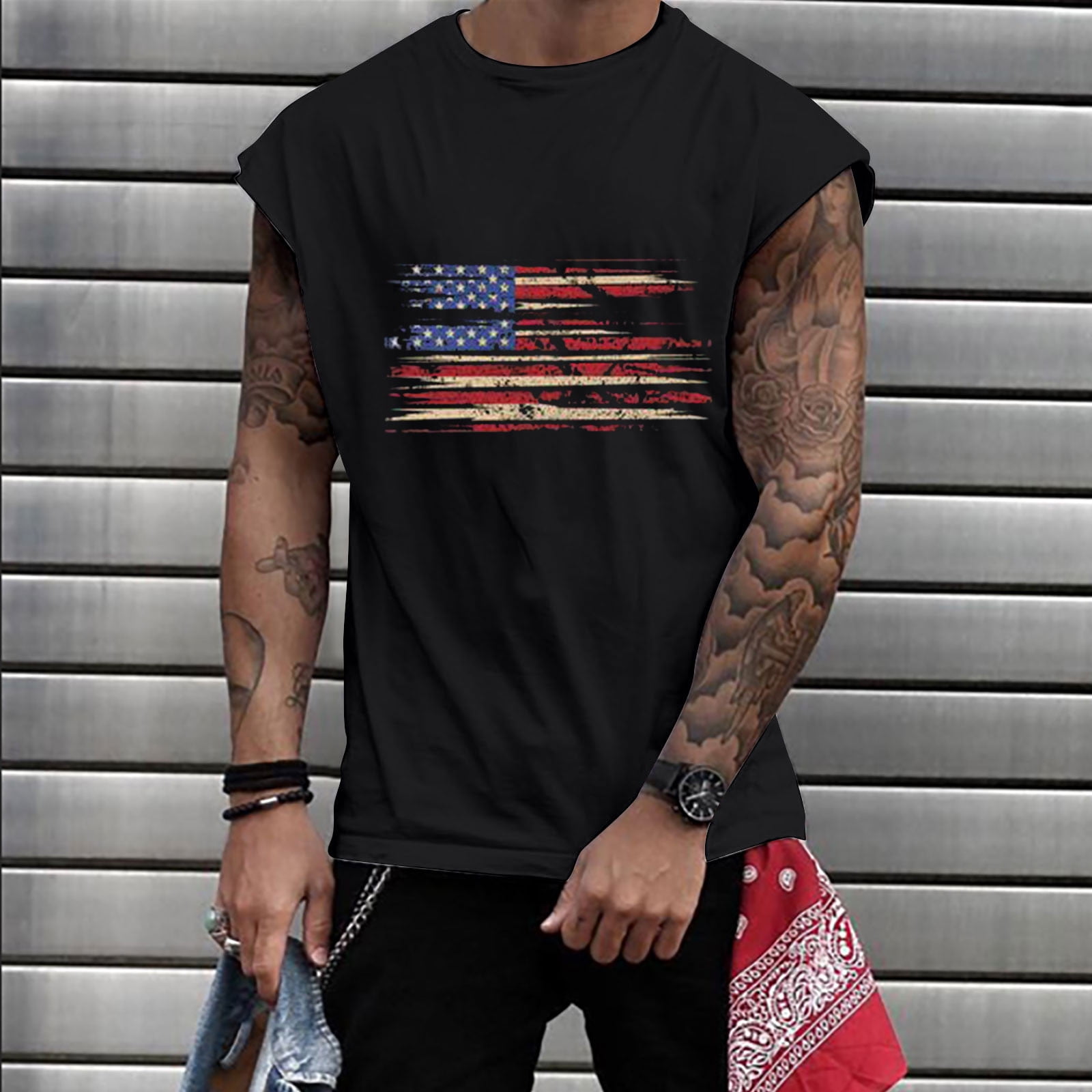 cllios 4th of July Shirts Mens Muscle Tank Top 1776 Sleeveless Graphic Gym Workout American Flag ...